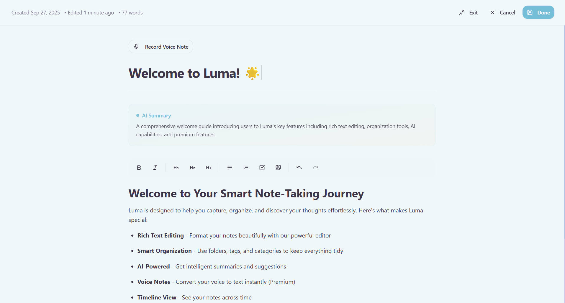 Luma - Your Friendly AI Note-Taking Companion